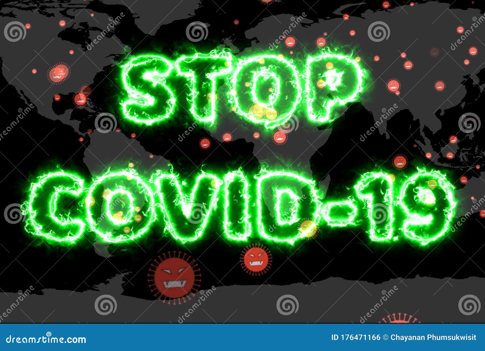 Covid 19 Virus Has Spread All Over the World and Stop Covid Green Text ...