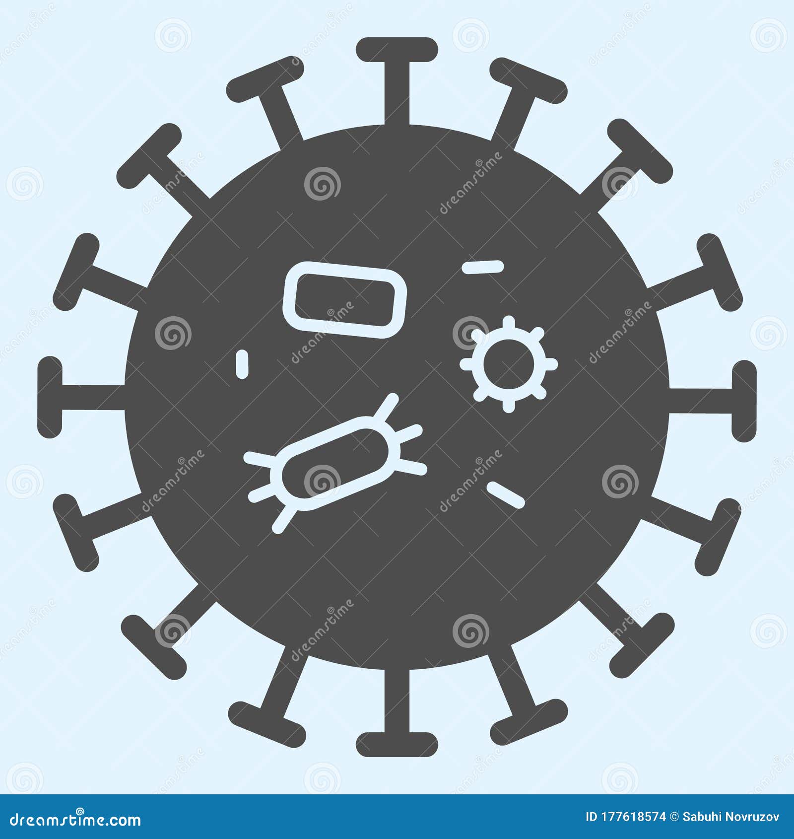 Covid-19 Virus Microbe Solid Icon. Germs, Pathogenic Bacteria, or ...