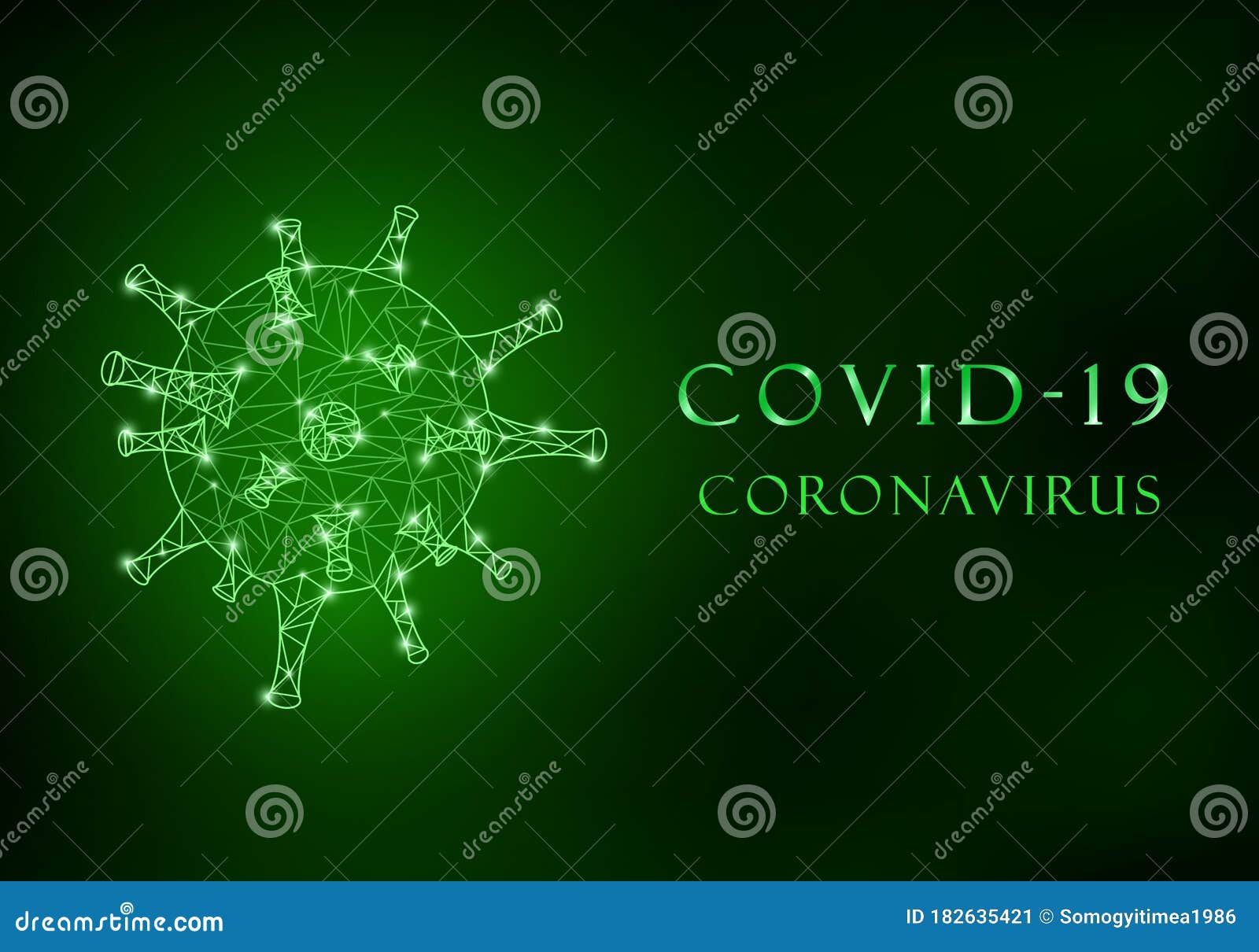 Covid-19 Virus Molecule from Polygon Mesh. Stock Vector - Illustration ...