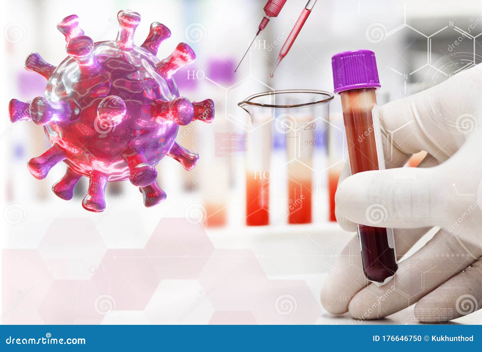 Covid-19 Virus. Scientist Testing of Human Blood in Laboratory Stock ...