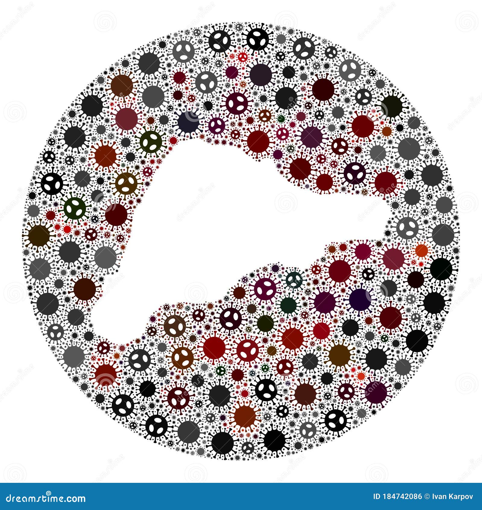 Covid Virus Stencils Circle Map of Easter Island Mosaic Stock ...