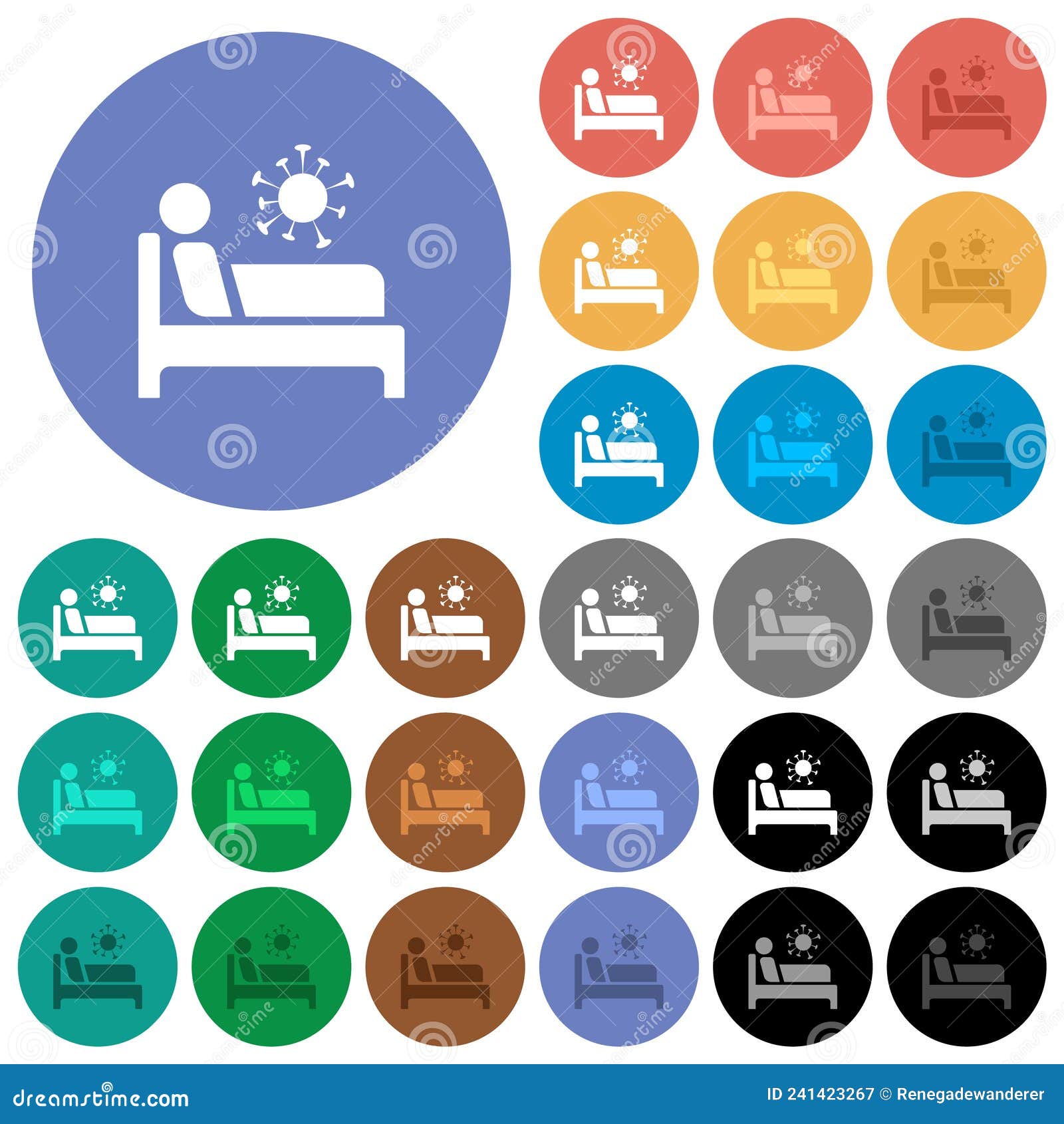 Covid Ward Round Flat Multi Colored Icons Stock Vector - Illustration ...