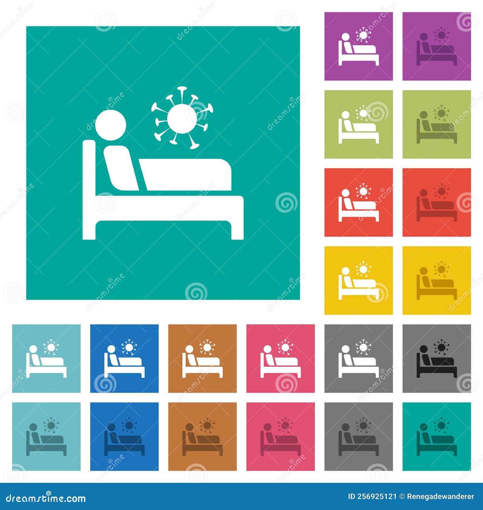 Covid Ward Square Flat Multi Colored Icons Stock Vector - Illustration ...