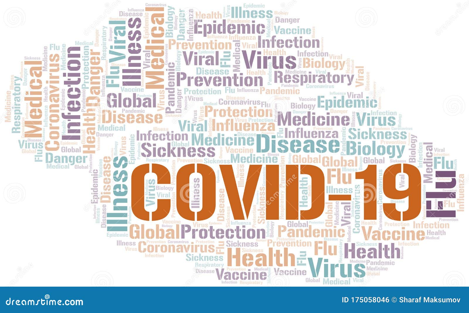 COVID-19 Word Cloud on White Background Stock Illustration ...