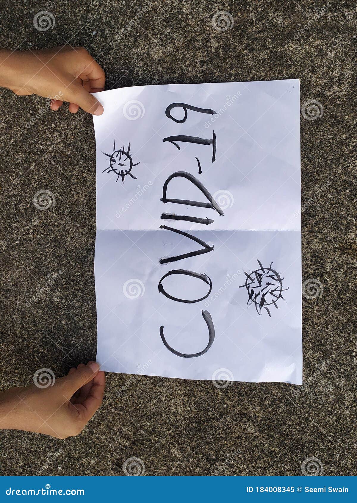 Covid 19 written on paper stock image. Image of home - 184008345
