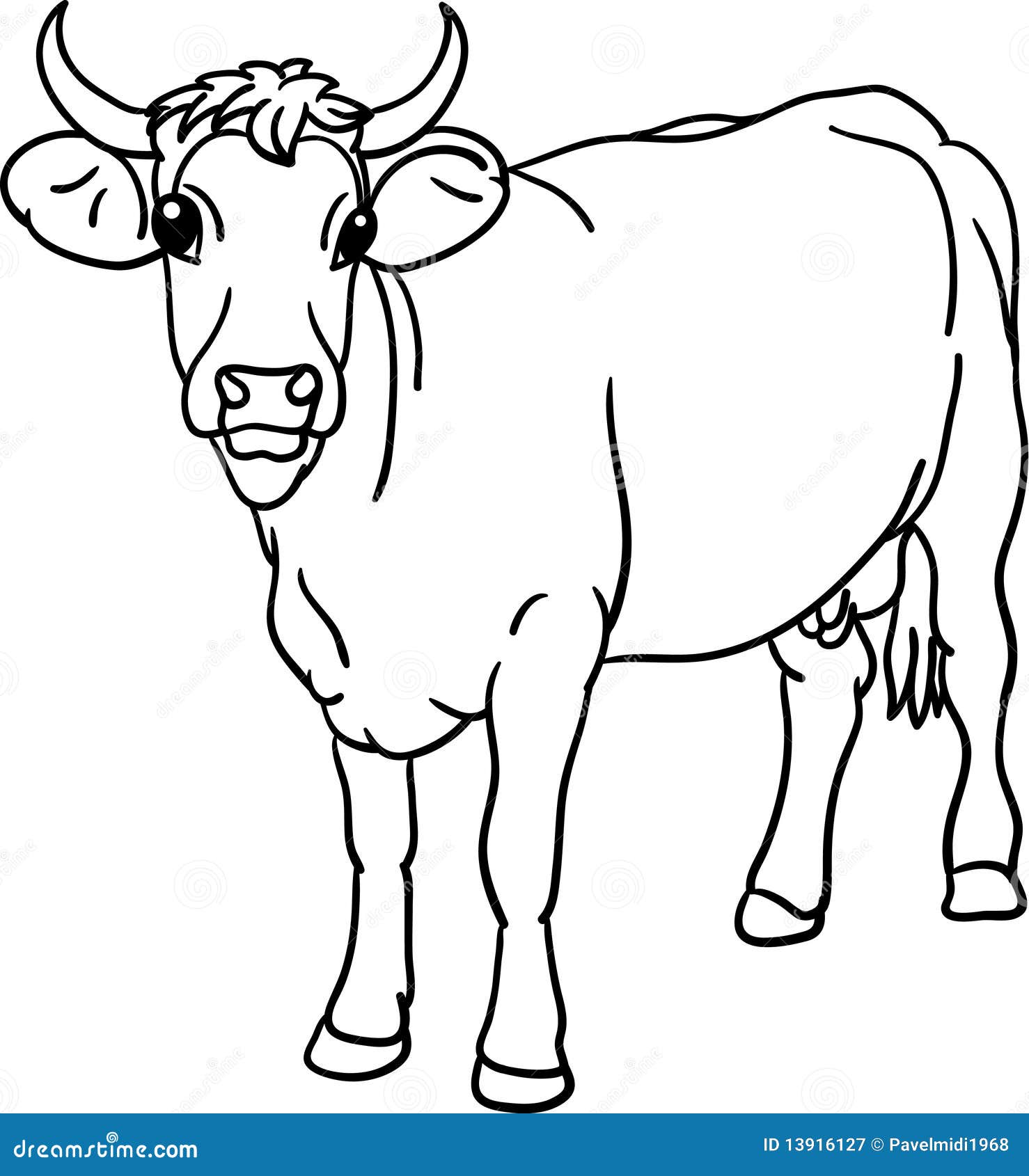 Cow stock vector. Illustration of black, mammal, contour - 13916127