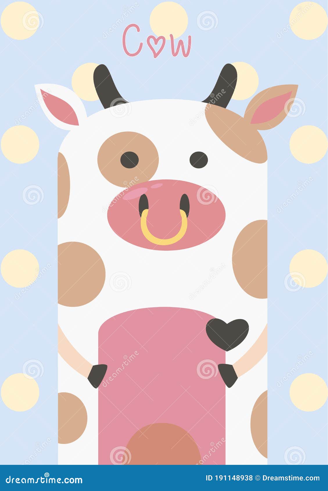 Poster with cartoon cow stock vector. Illustration of colorful - 191148938