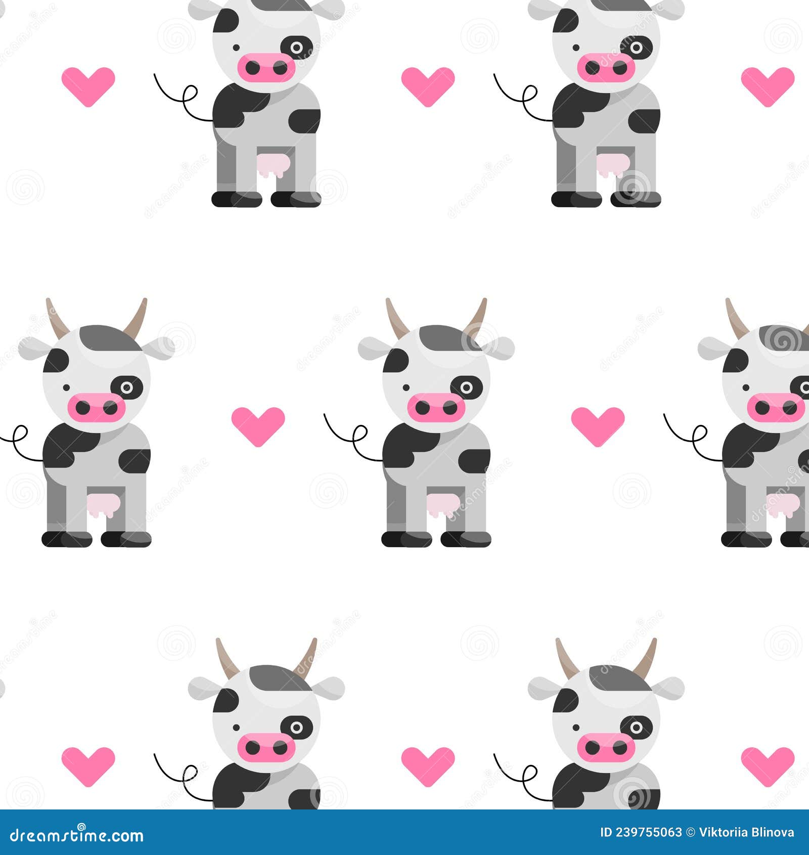 Vector Pattern with Cows and Hearts Stock Vector - Illustration of ...