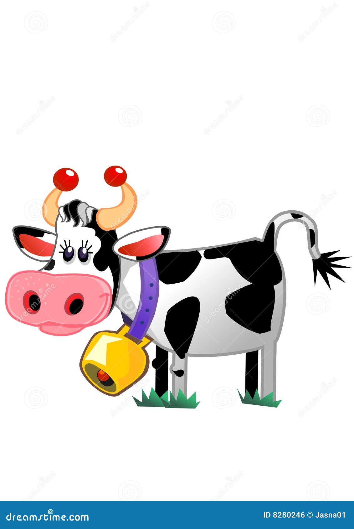 Cow With A Bell Around His Neck. Cattle-breeding Cartoon Vector ...