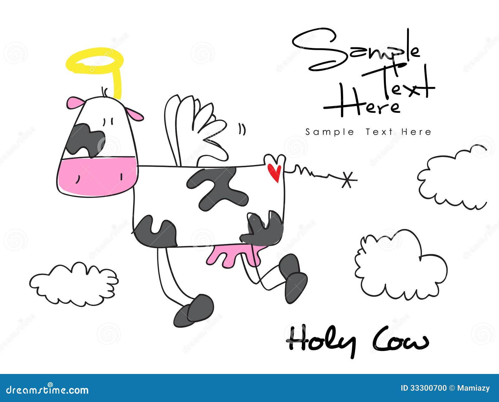 Cow stock illustration. Illustration of flower, angel - 33300700