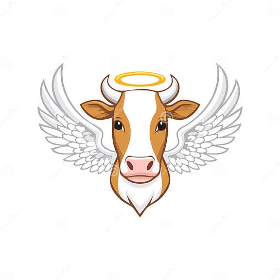 Cow with Angel Wings stock vector. Illustration of cacti - 361491290