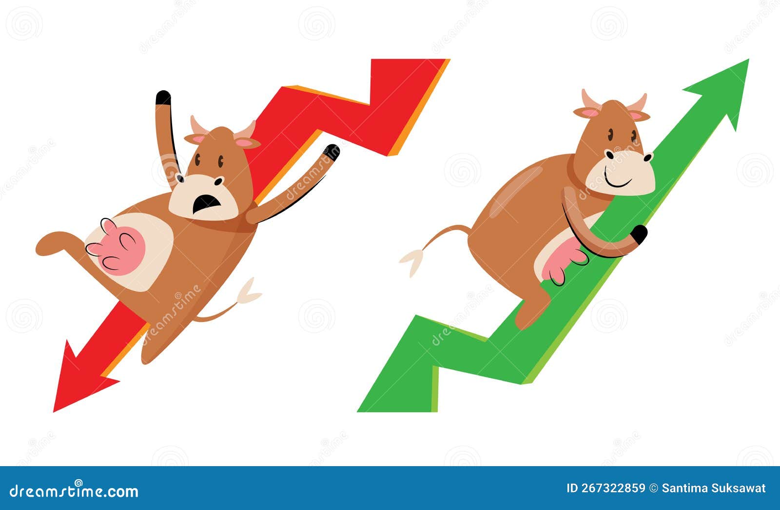 Cow with Arrow Graph Chart Business Concept Vector Illustration Stock ...