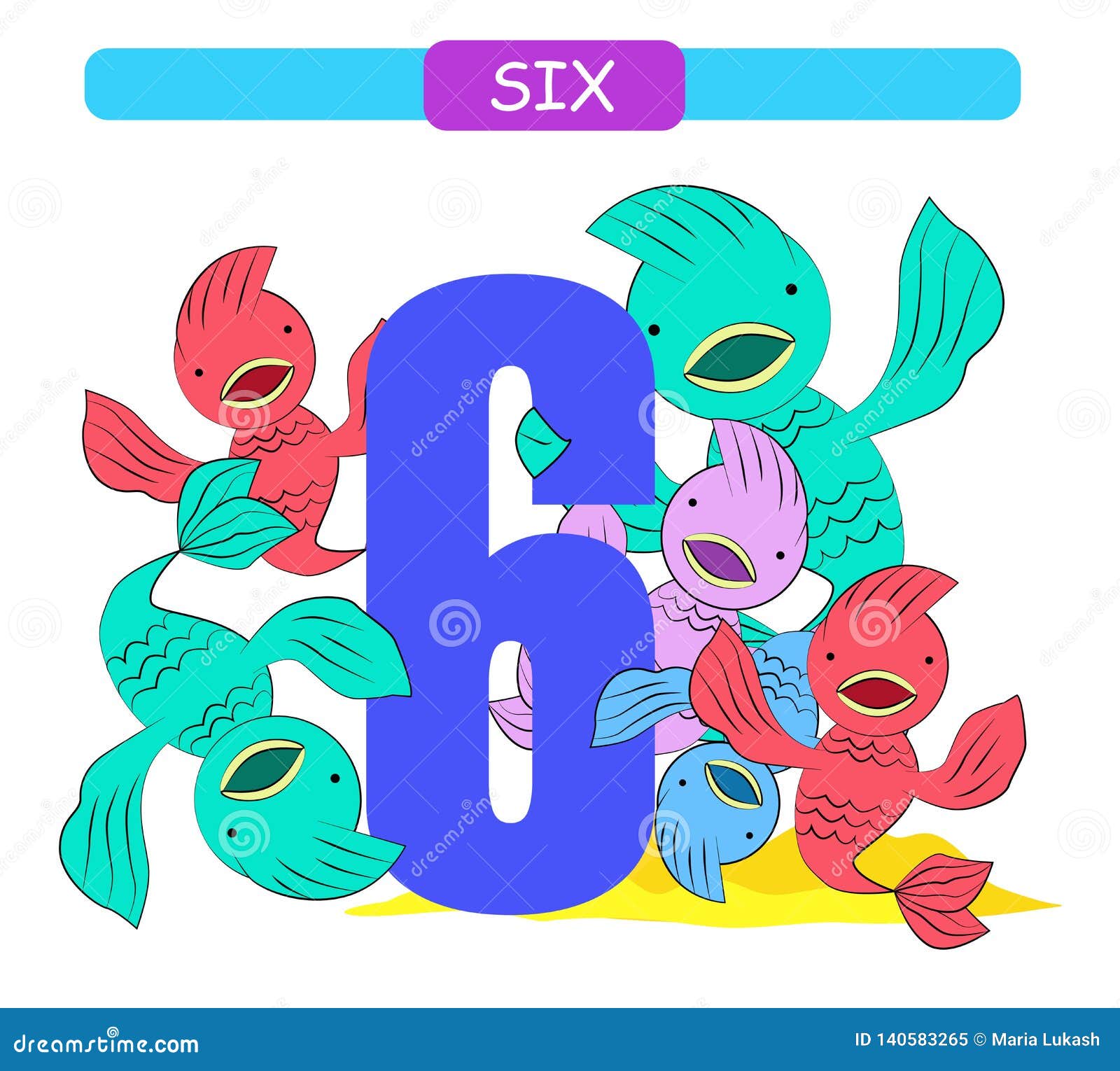 Six. Collection Number for Kindergarten and Preschool. Learn Number 6 ...