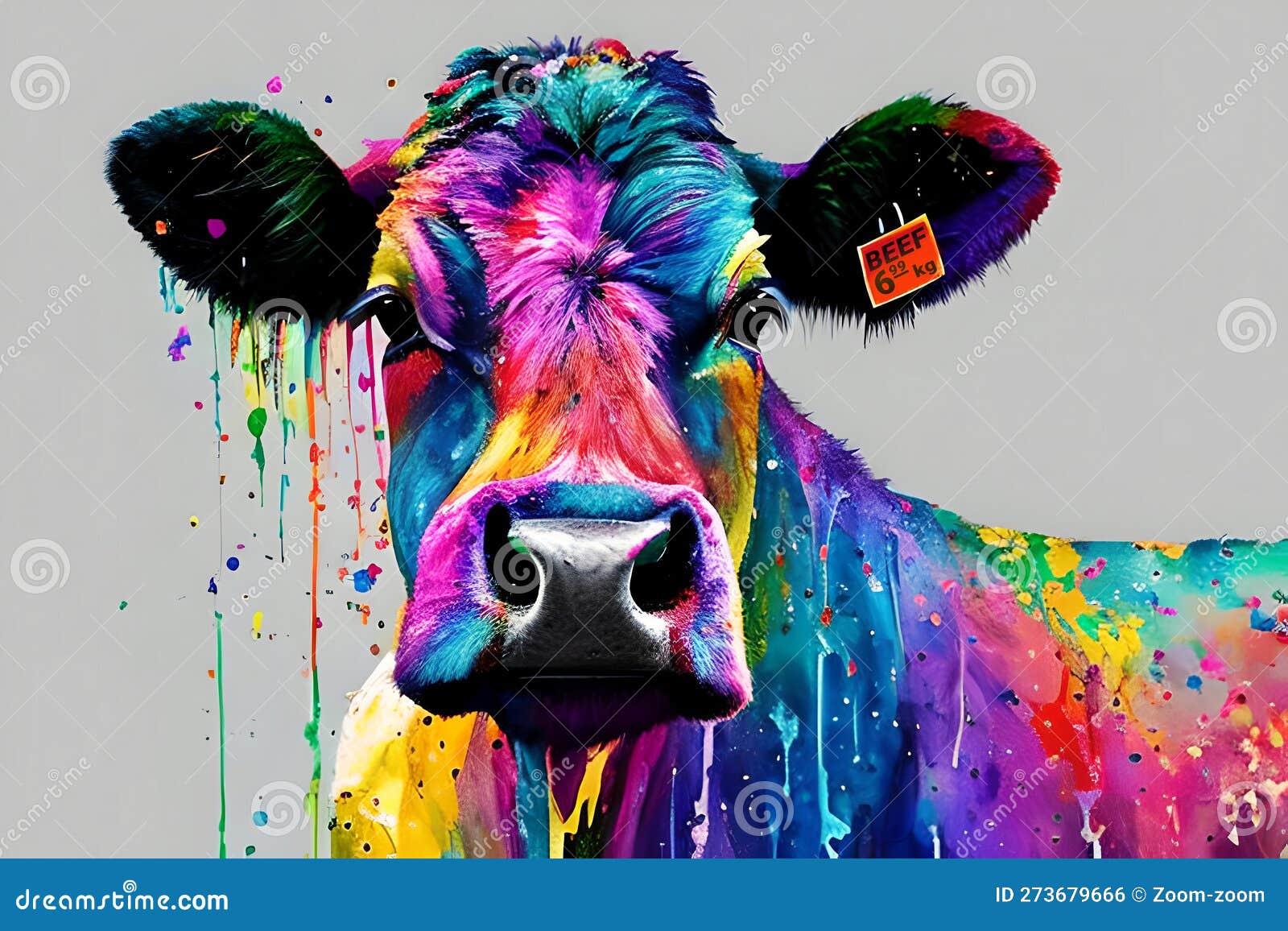 Cow with Beef Price on Ear Tag Stock Illustration - Illustration of ...