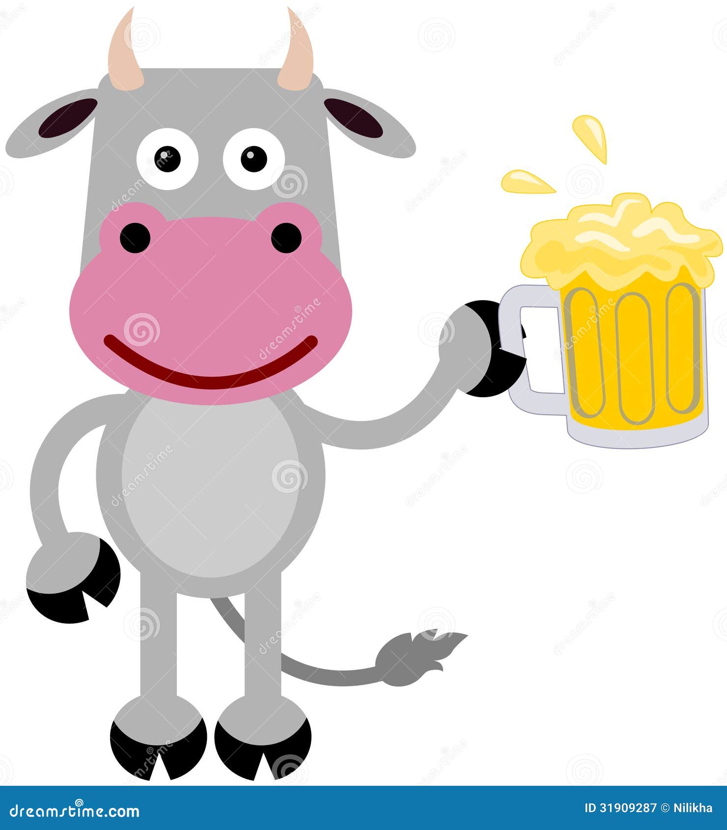 Cow and beer stock illustration. Illustration of holding - 31909287