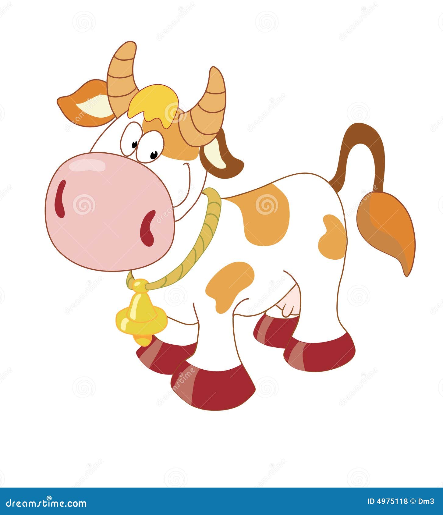 Cow_with_bell stock vector. Illustration of farm, milk - 4975118
