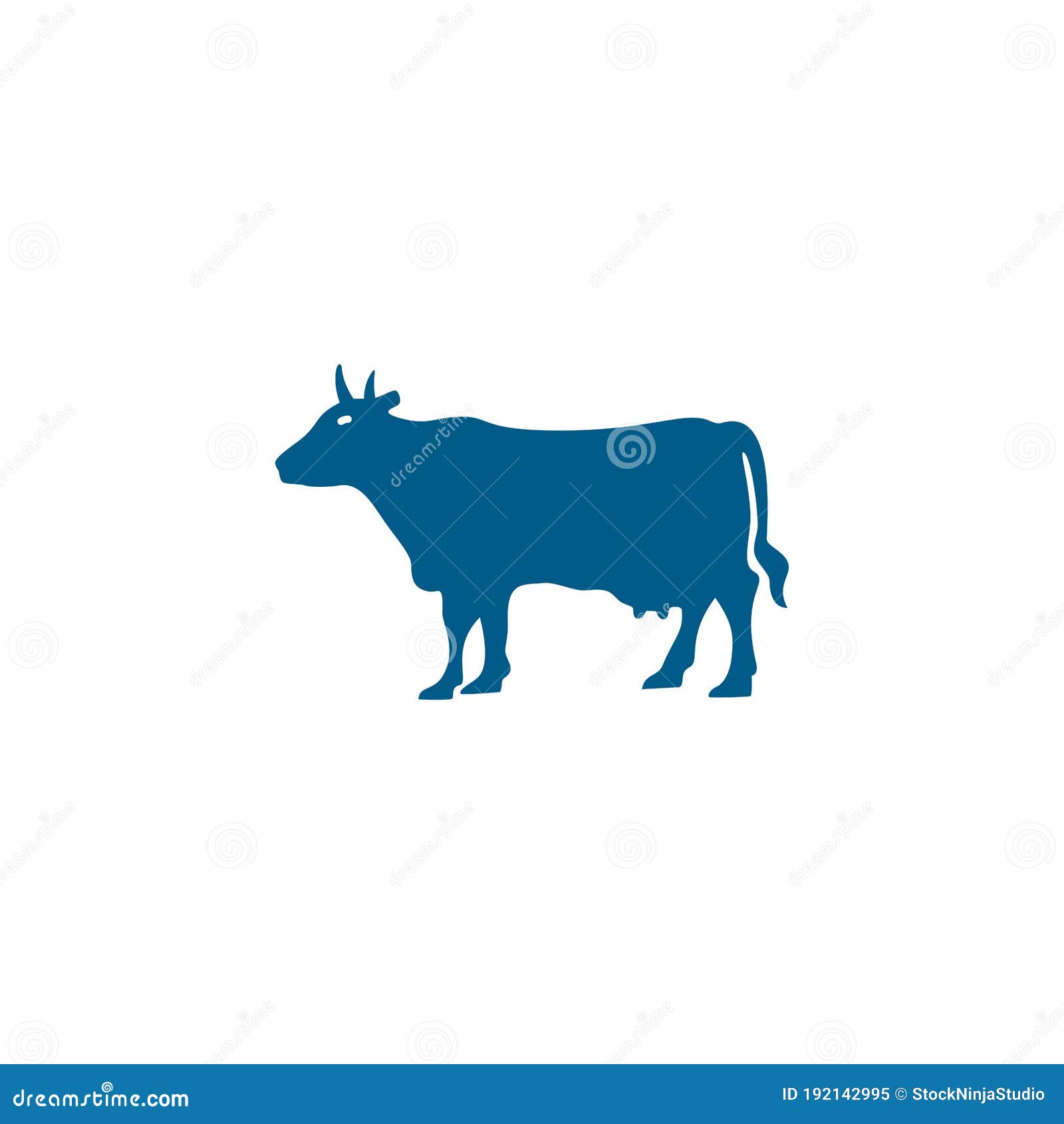 Cow Blue Icon on White Background. Blue Flat Style Vector Illustration ...