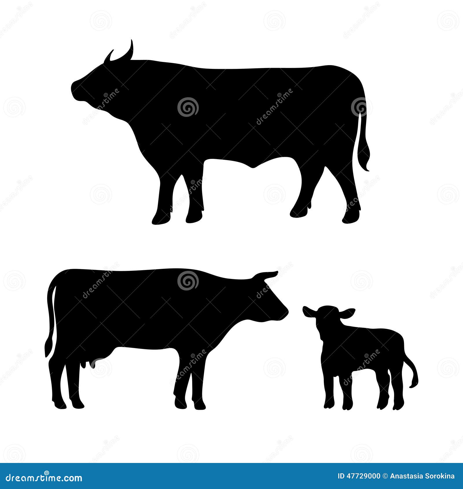 Cow, bull, calf stock illustration. Illustration of decoration - 47729000