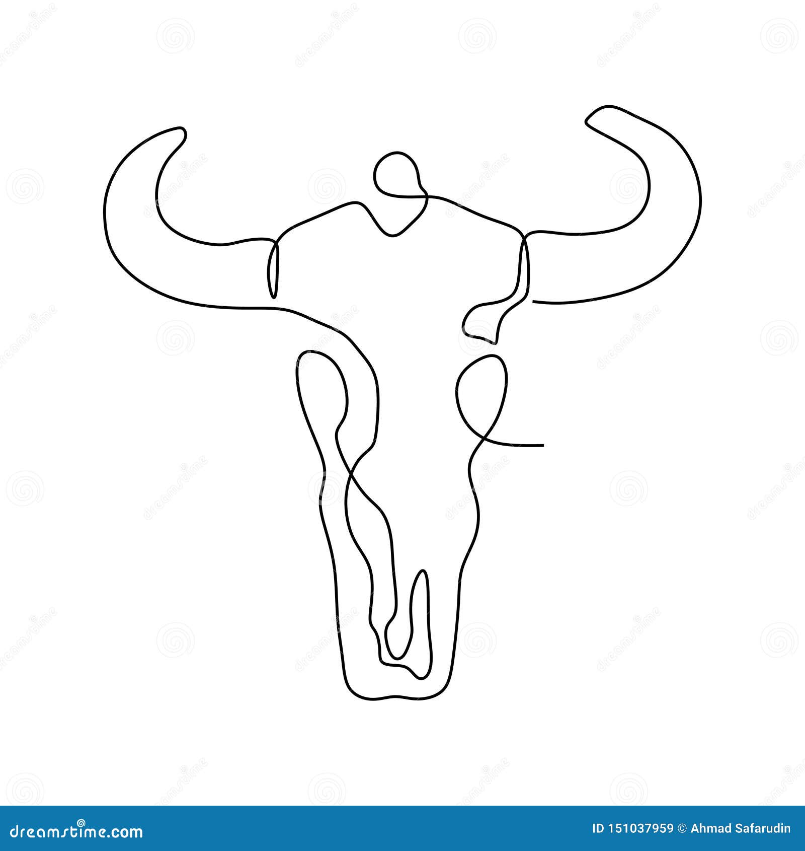 One Line Drawing Bull Head Minimalist Design Stock Vector ...