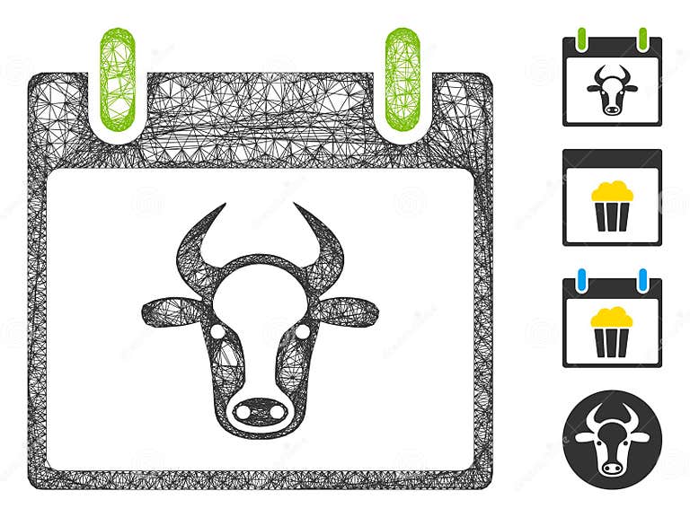 Cow Calendar Page Web Vector Mesh Illustration Stock Illustration ...