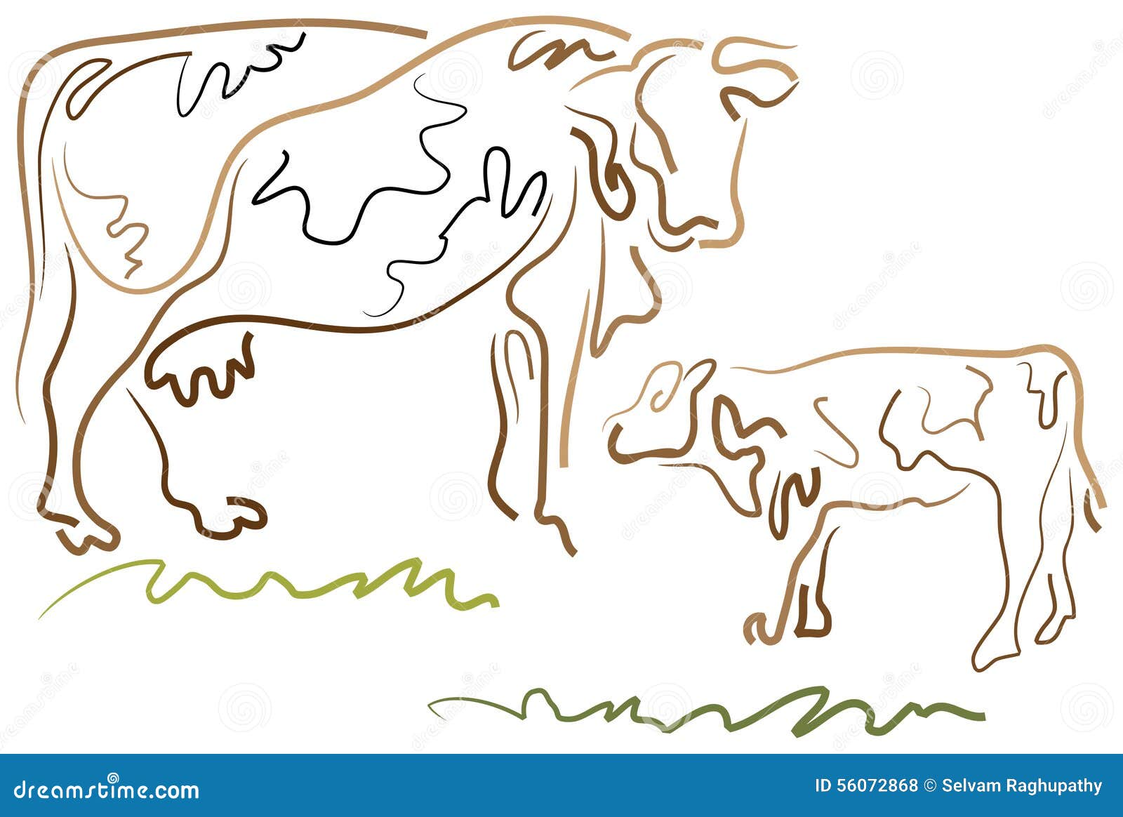 Cow and calf stock vector. Illustration of farm, agriculture - 56072868