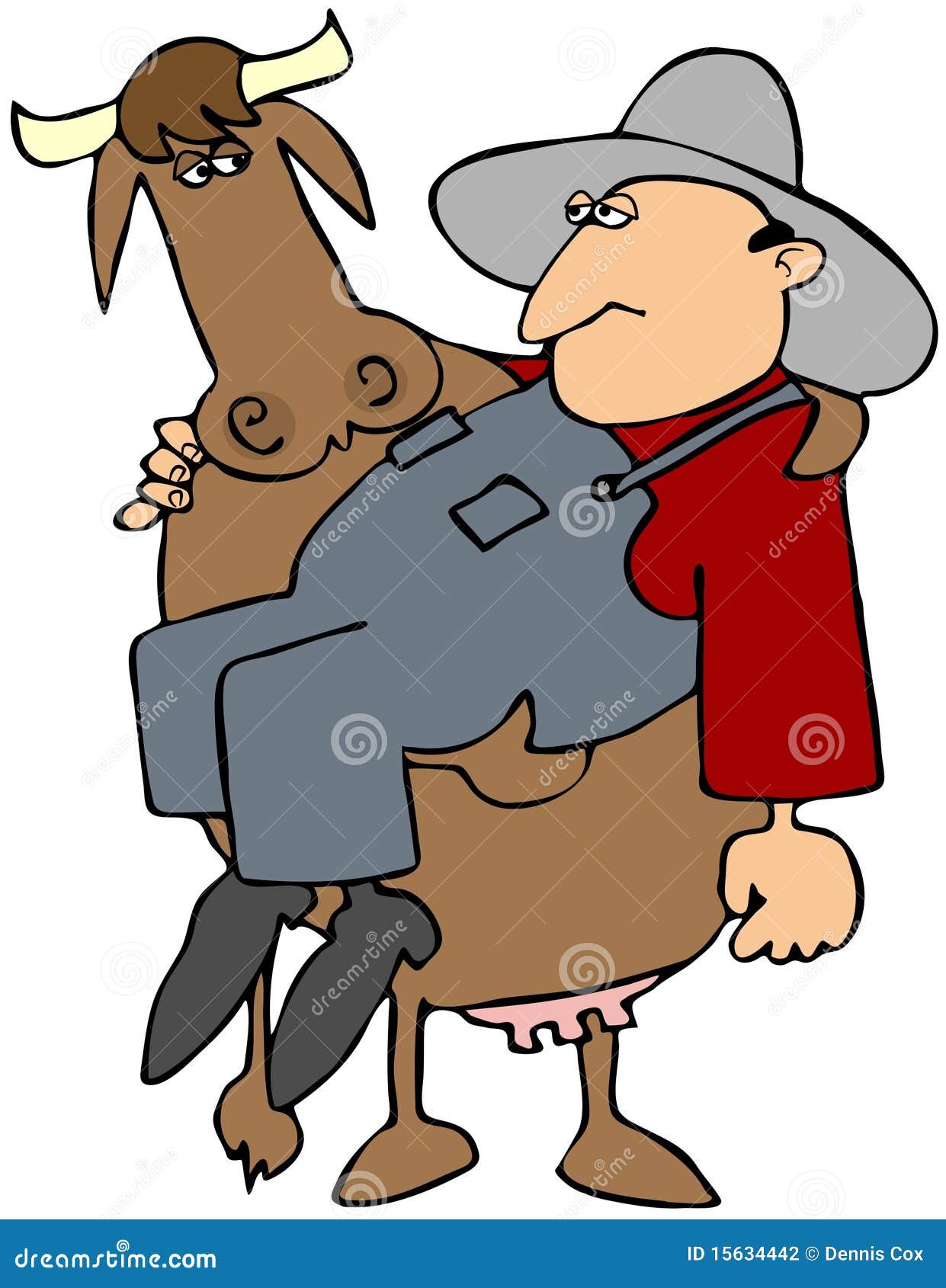 Cow Carrying a Farmer stock illustration. Illustration of horn - 15634442