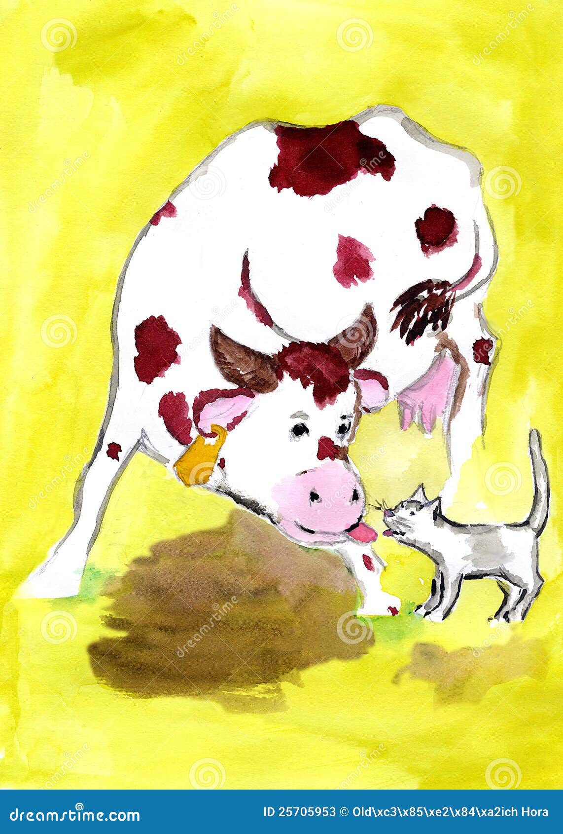 Cow and Cat stock illustration. Illustration of love - 25705953
