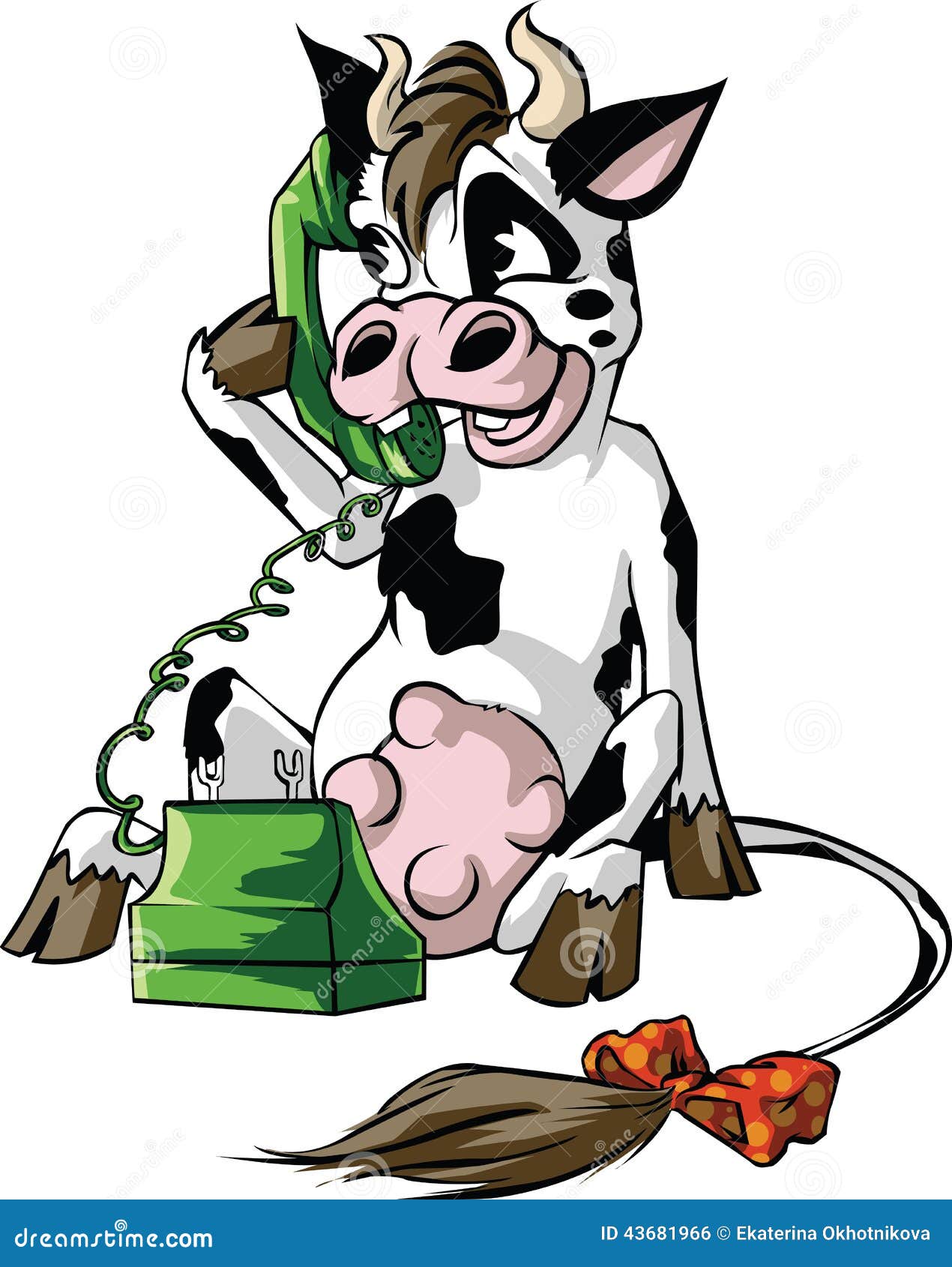Cow on a cell phone stock vector. Illustration of animated - 43681966
