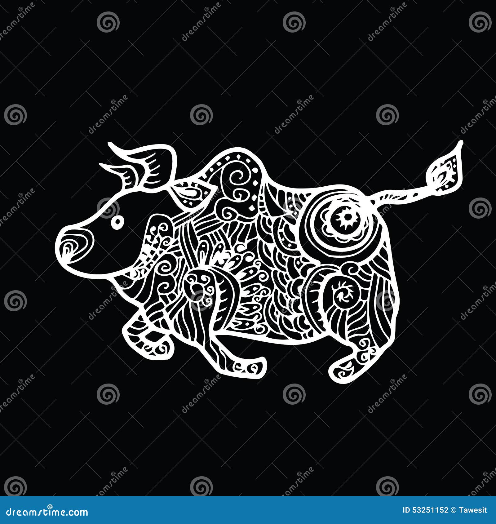 Cow chalk stock vector. Illustration of chalk, doodle - 53251152