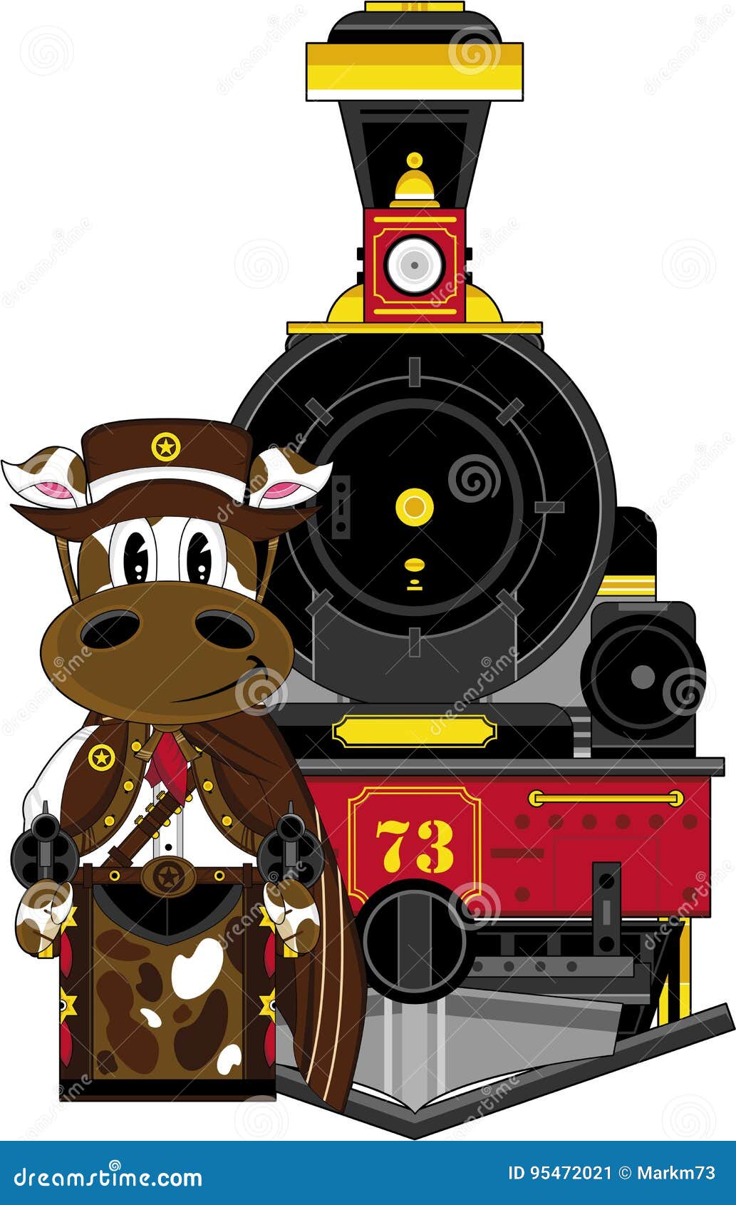 Cow Cowboy and Train stock vector. Illustration of cowboys - 95472021