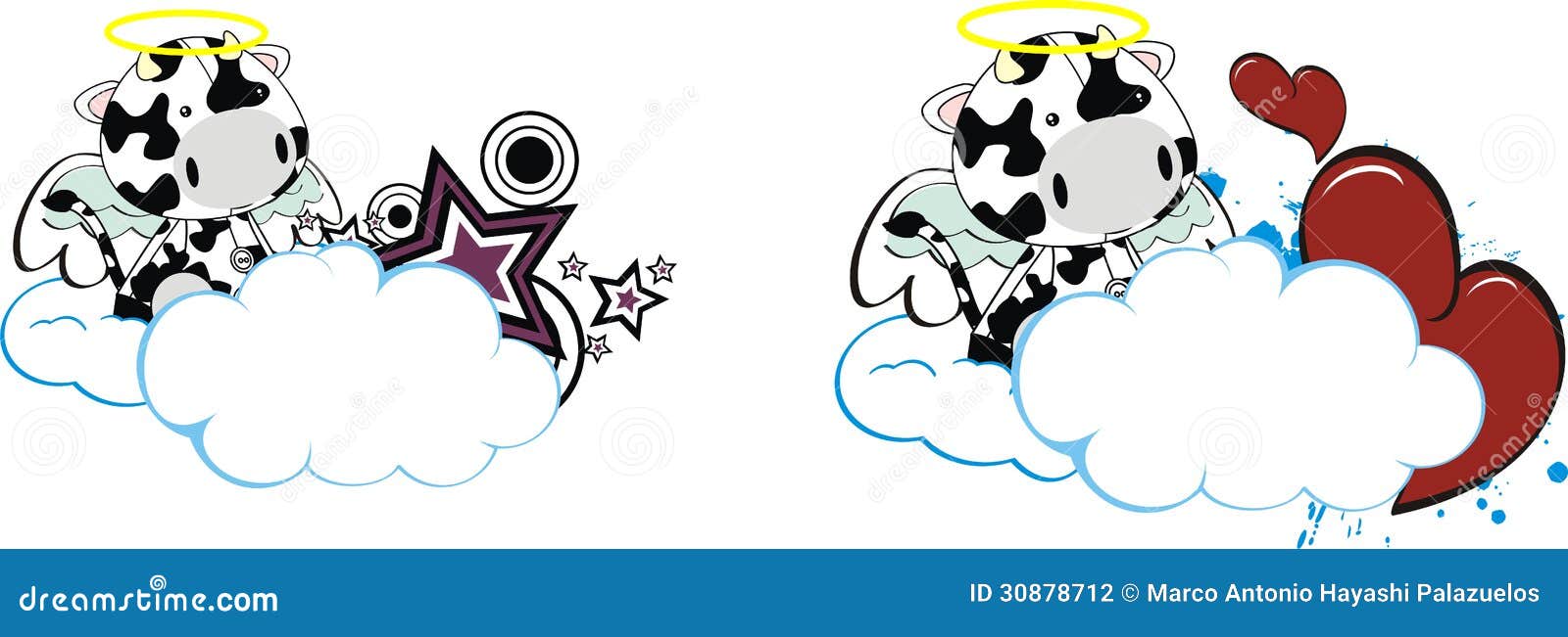 Cow Cute Cartoon Angel Copyspace Stock Illustration - Illustration of ...