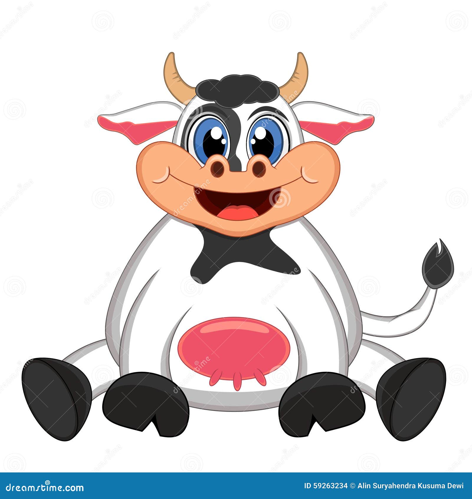 Cute Cow Cartoon Sitting Vector Illustration | CartoonDealer.com #30568236