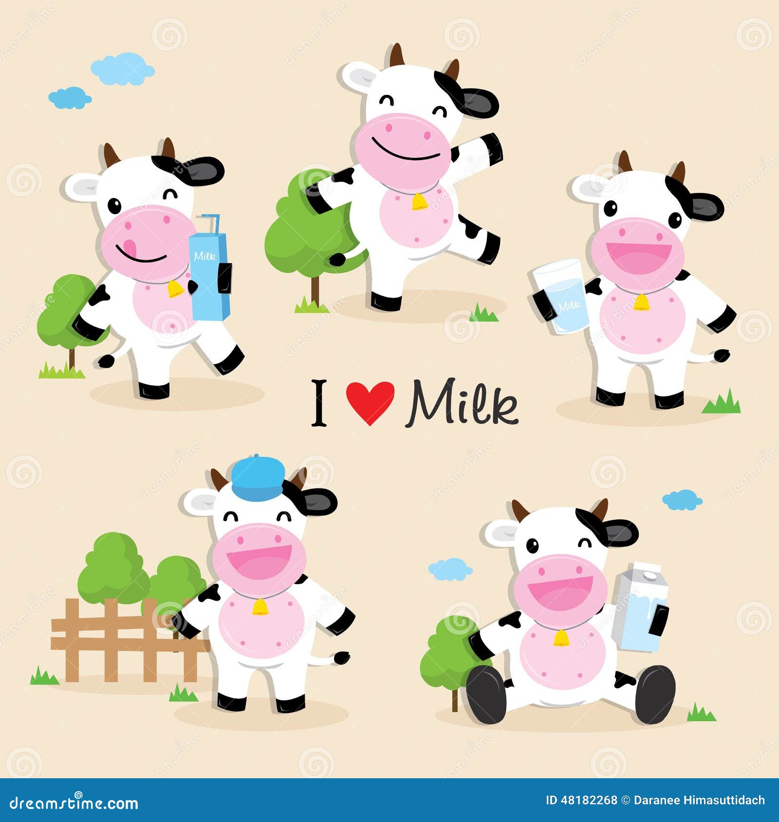 Cow Cute Character Cartoon Design Vector Stock Vector - Illustration of ...
