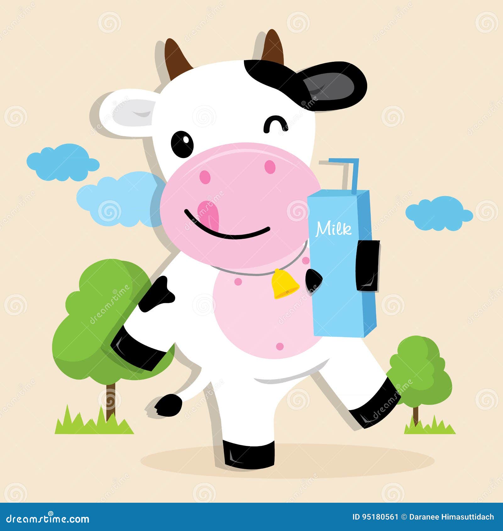 Cow Cute Character Cartoon Design Vector Stock Vector - Illustration of ...
