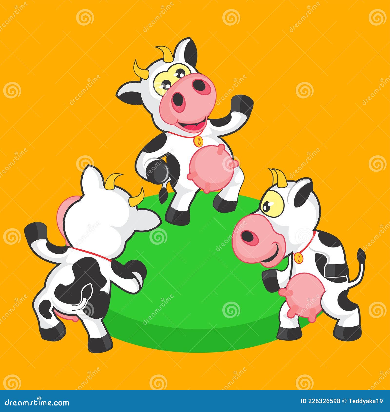 A Group of Cows Dancing Happily in Their Stable Stock Vector ...