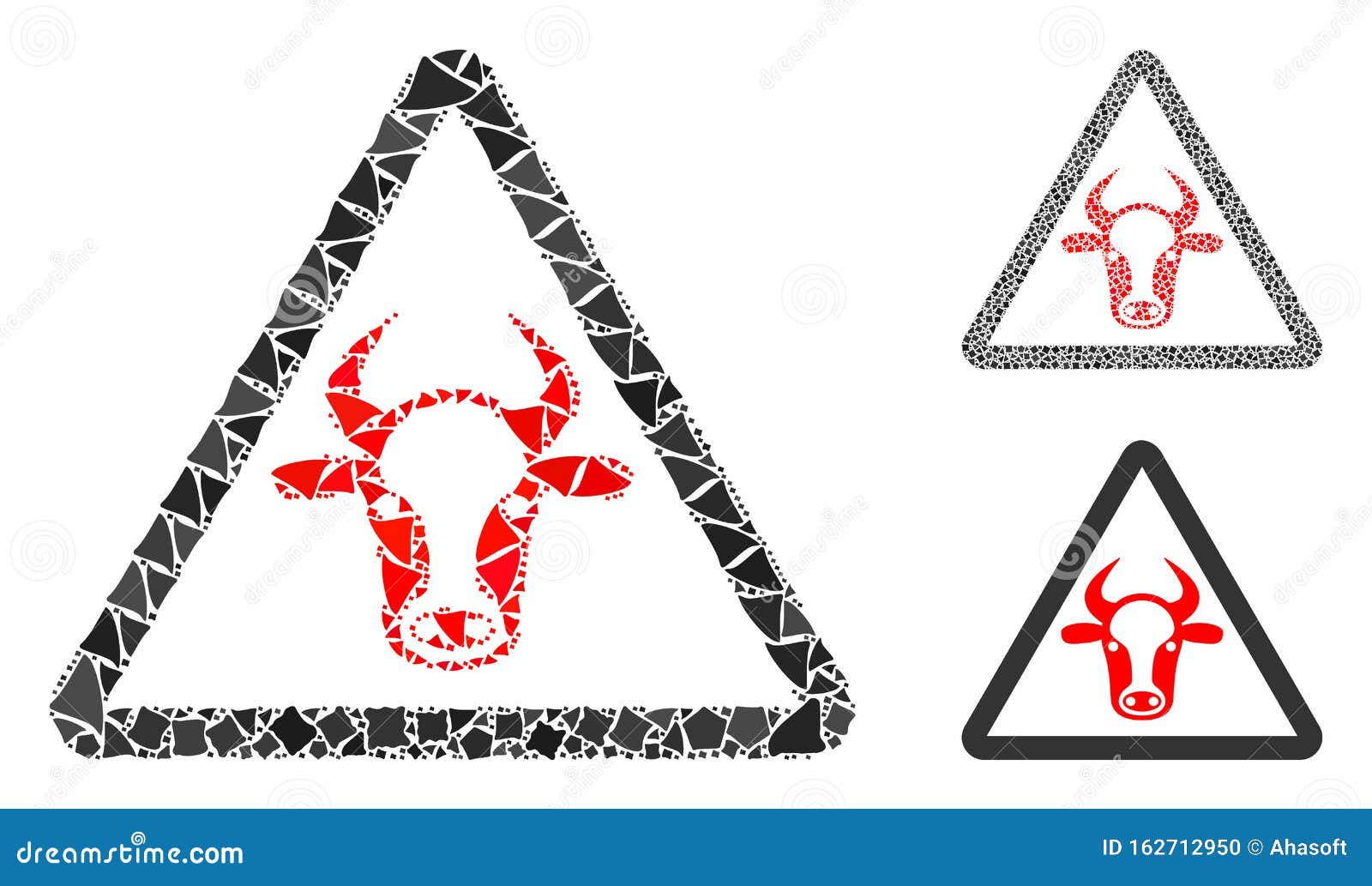 Cow Danger Mosaic Icon of Rugged Pieces Stock Illustration ...