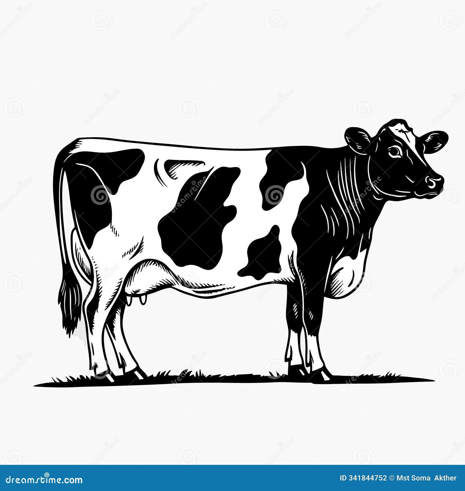 A Cow, Depicted in a Black and White Color Scheme. 22 Stock ...