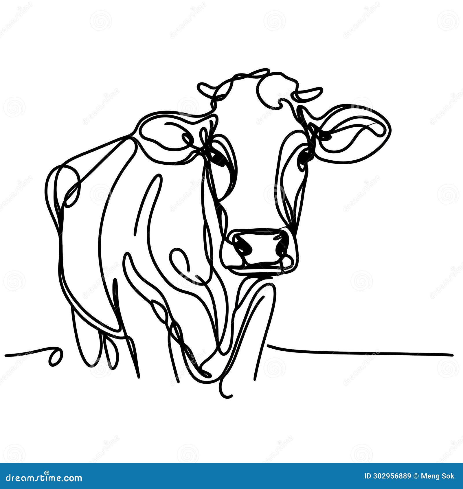 A Cow is Depicted through a Minimalist and Abstract Line Drawing, Set ...