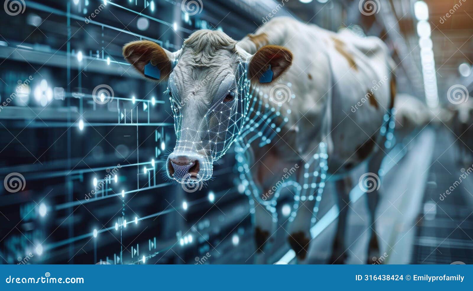 Cow with Digital Overlay Highlighting Biotechnology Advances in ...