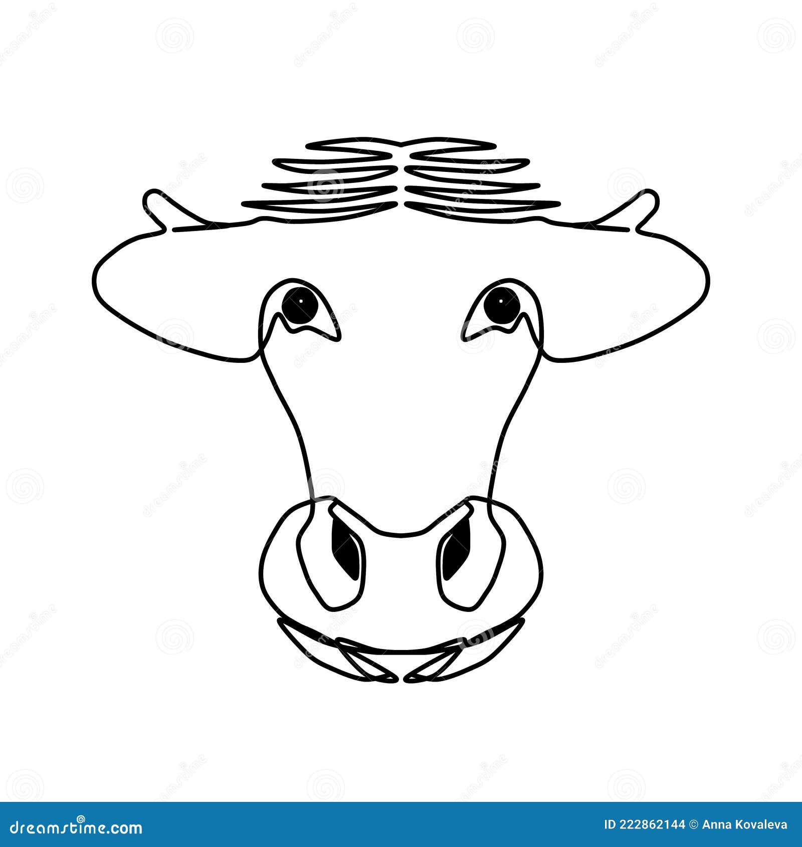 A Cow Drawn with a Single Line. Linear Sketch of a Cow Stock ...