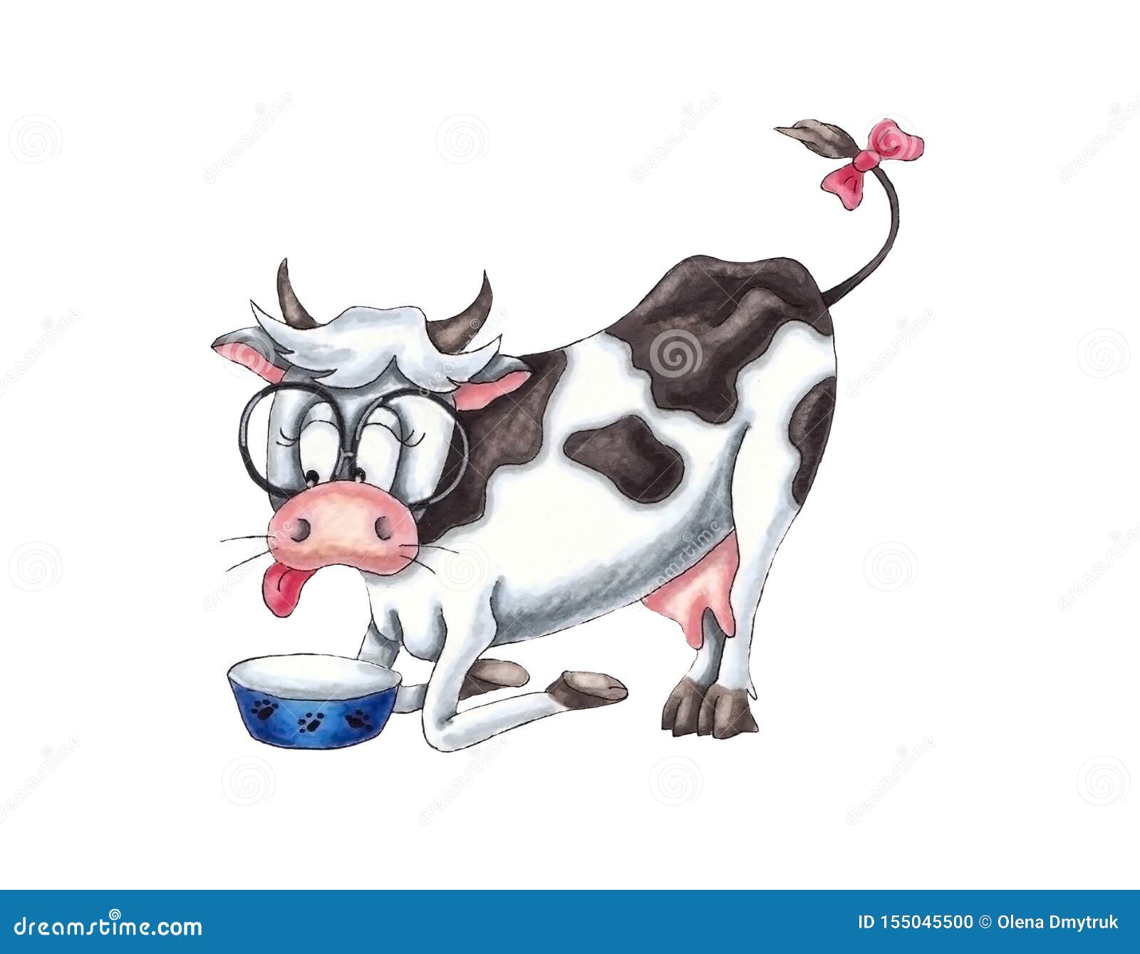 Cow drink milk stock illustration. Illustration of animals - 155045500