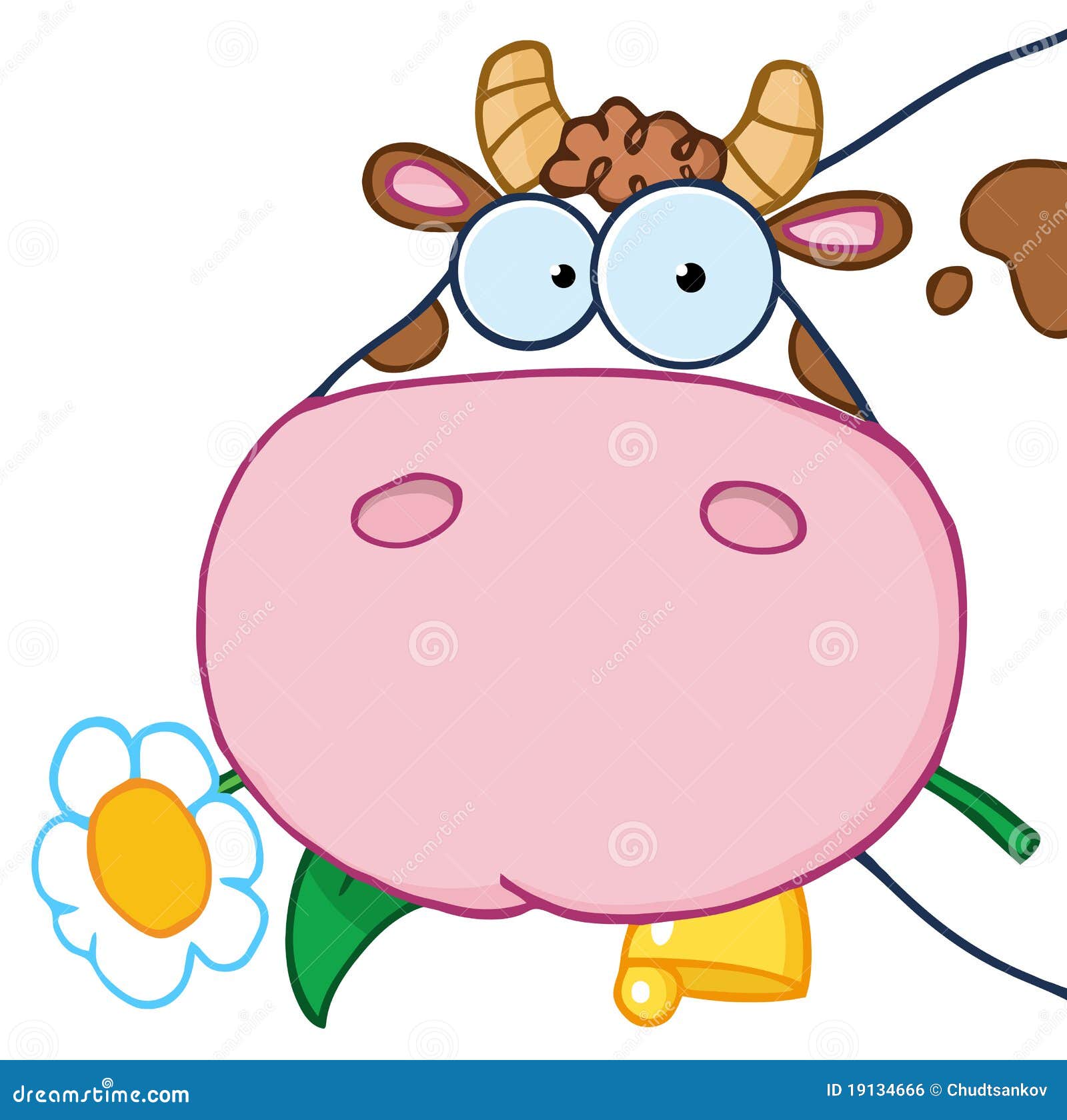 Cow eating a flower stock vector. Illustration of bovine - 19134666