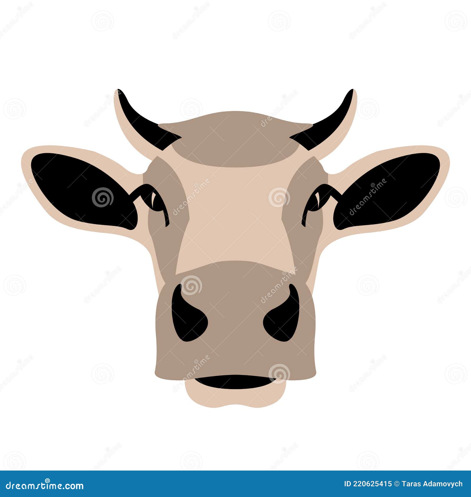 Cow Face , Front View, Vector Illustration Stock Vector - Illustration ...
