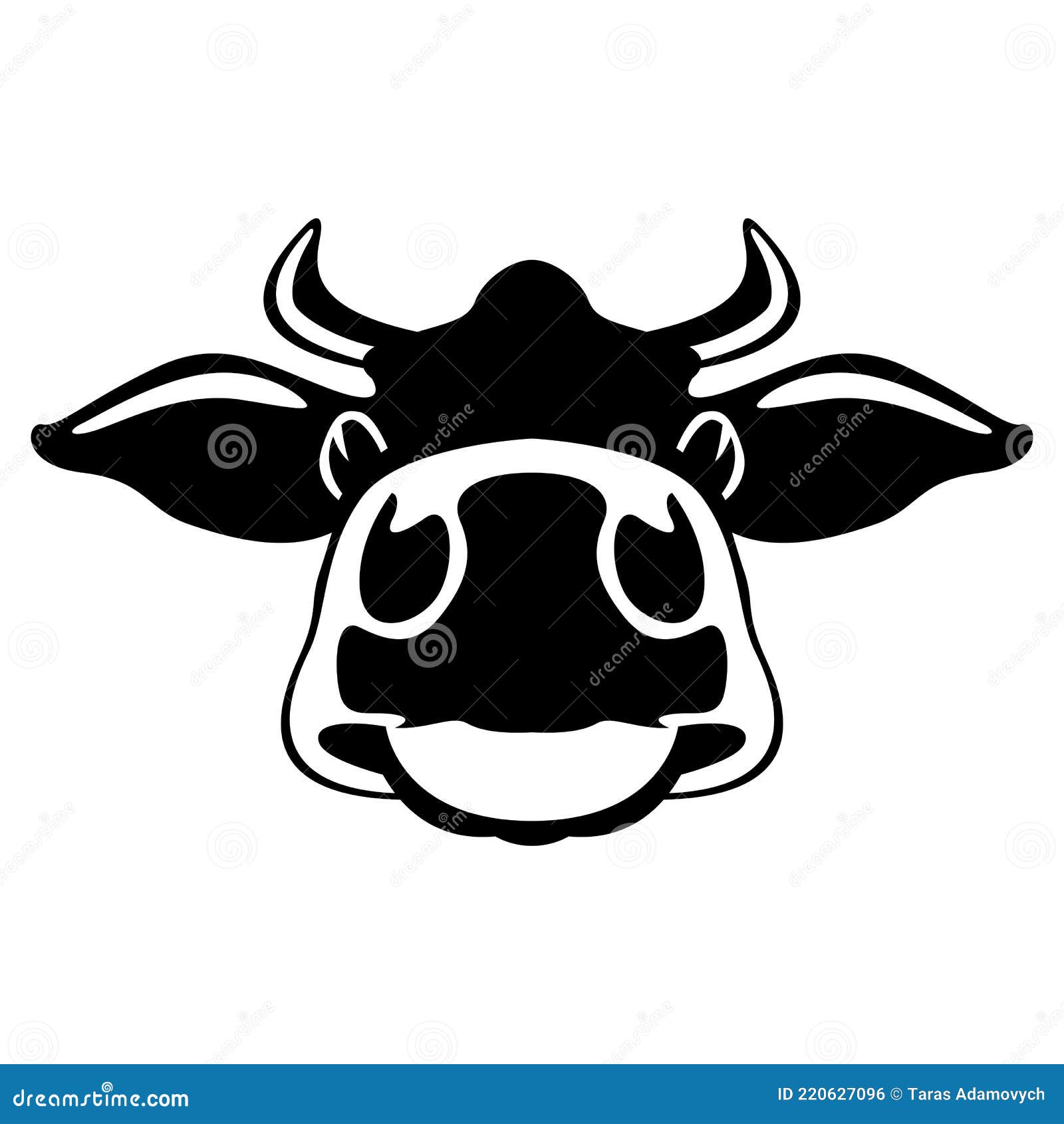 Cow Face , Front View, Vector Illustration Stock Vector - Illustration ...
