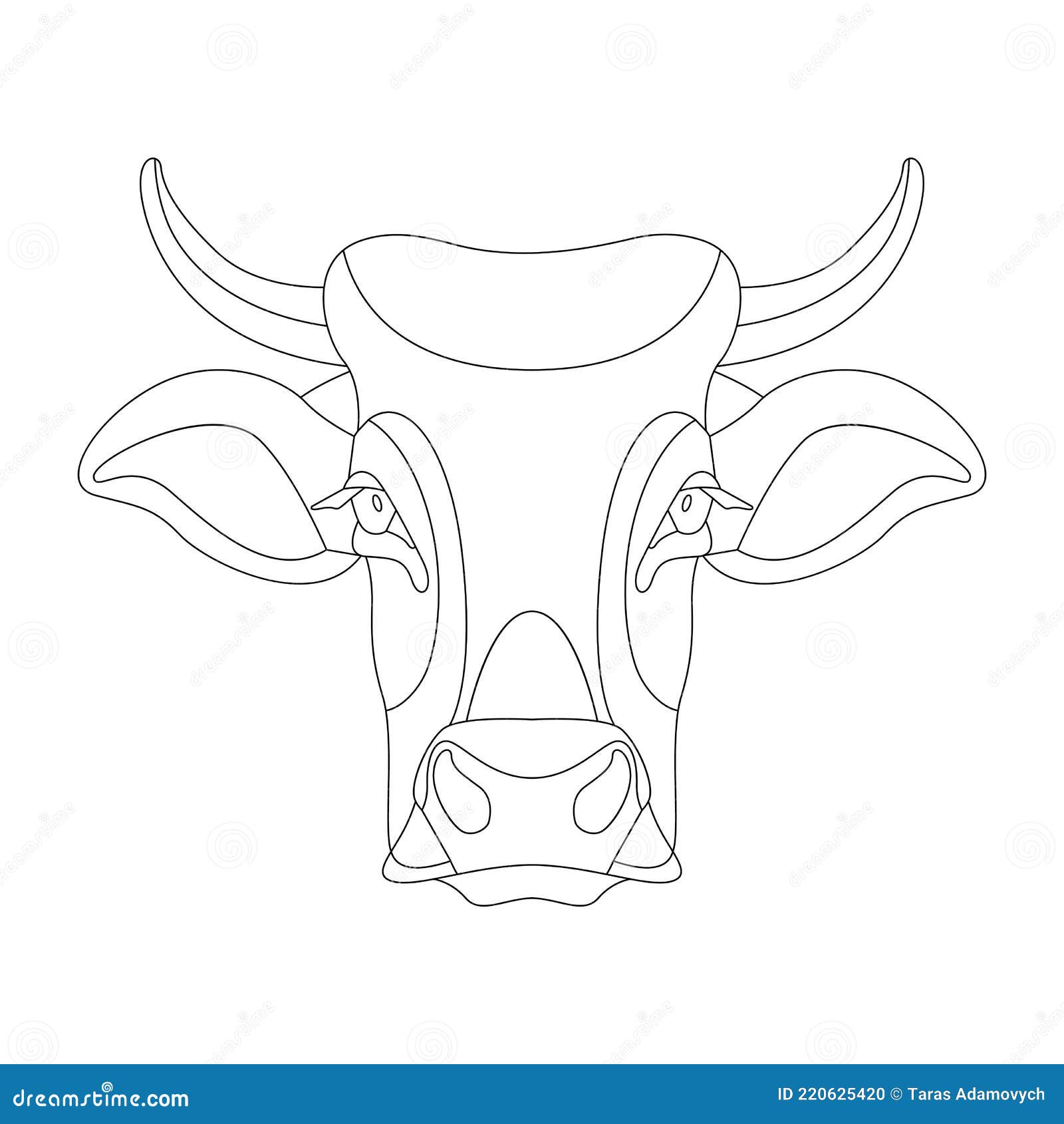 Cow Face , Front View, Vector Illustration Stock Vector - Illustration ...