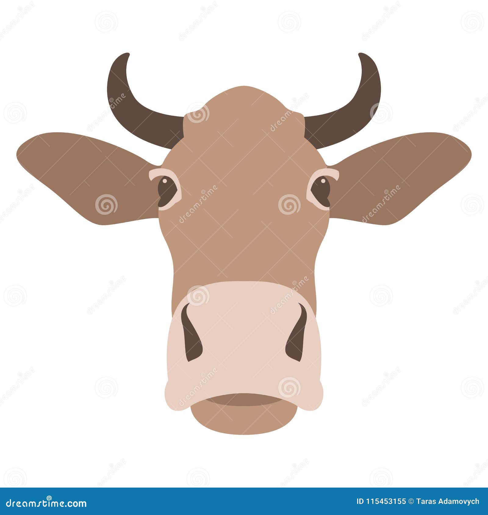 Cow Face Head Vector Illustration Flat Style Front Stock Vector ...