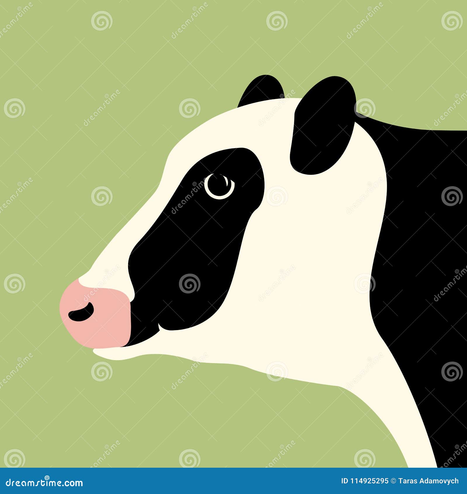 Cow Face Head Vector Illustration Flat Style Profile Stock Vector ...