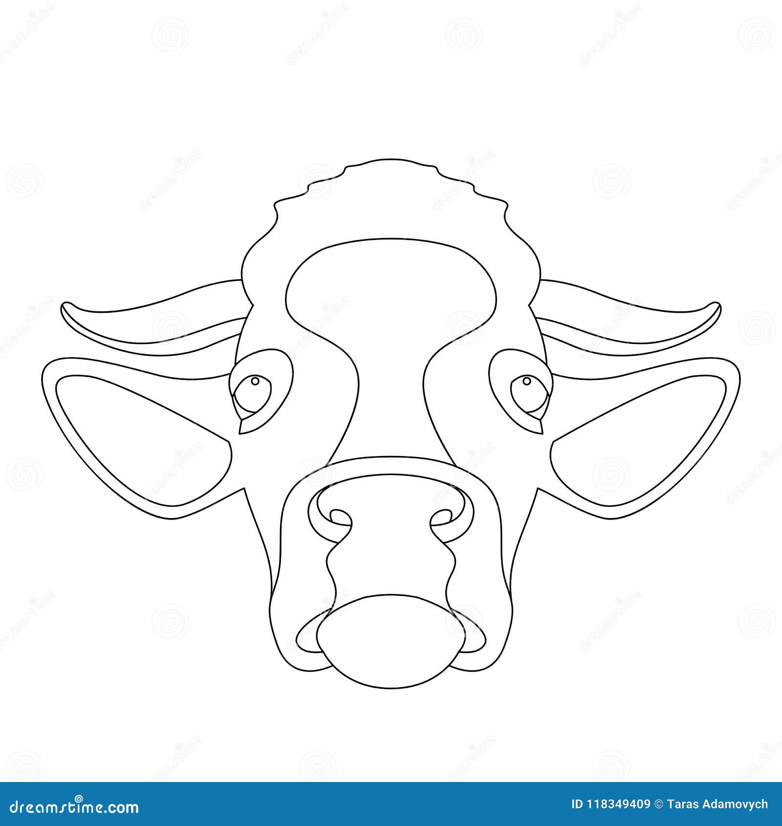 Cow Face Head Vector Illustration Front Stock Vector - Illustration of ...