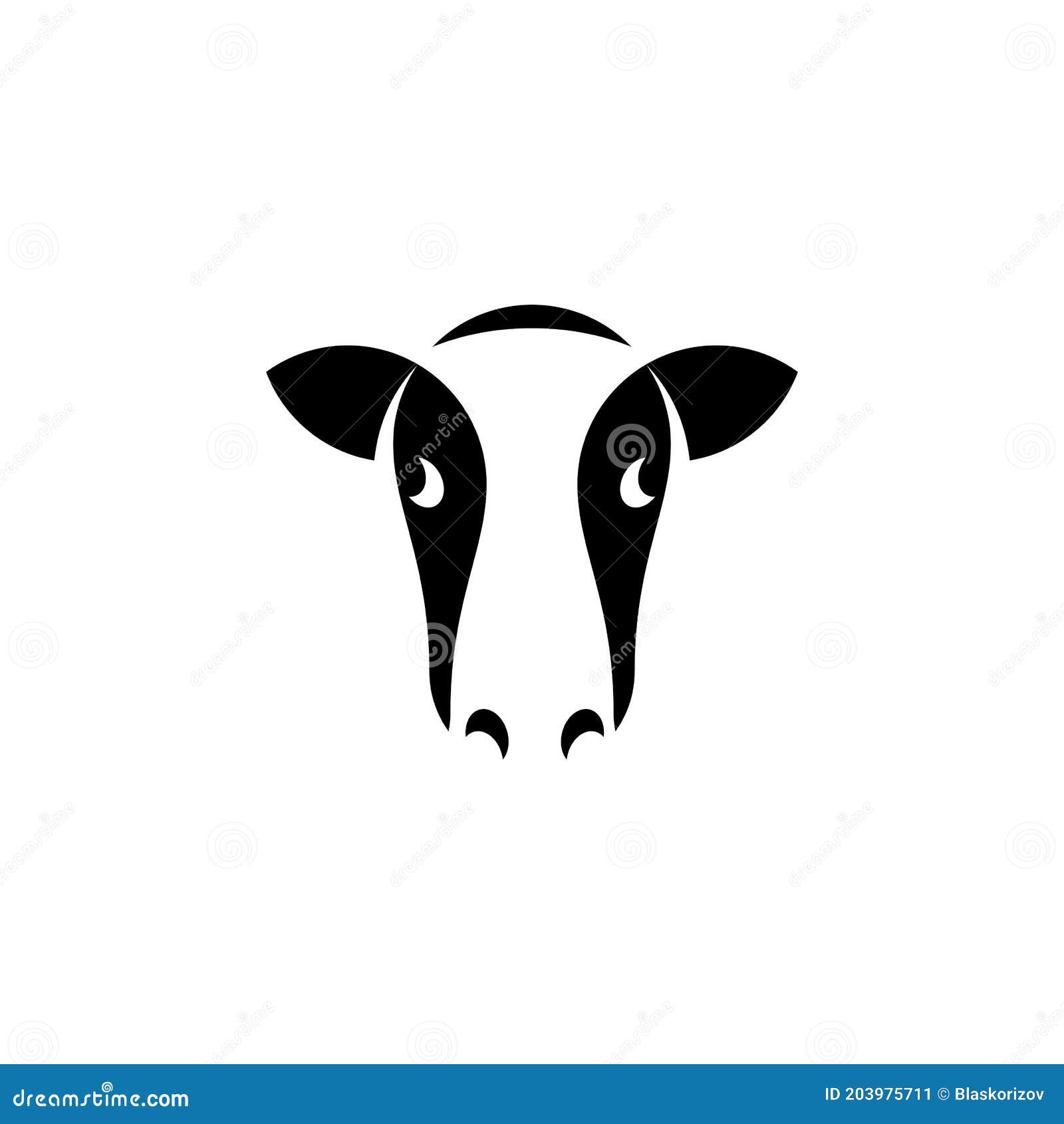 Cow Face Logo Symbol Black Icon Vector Stock Vector - Illustration of ...