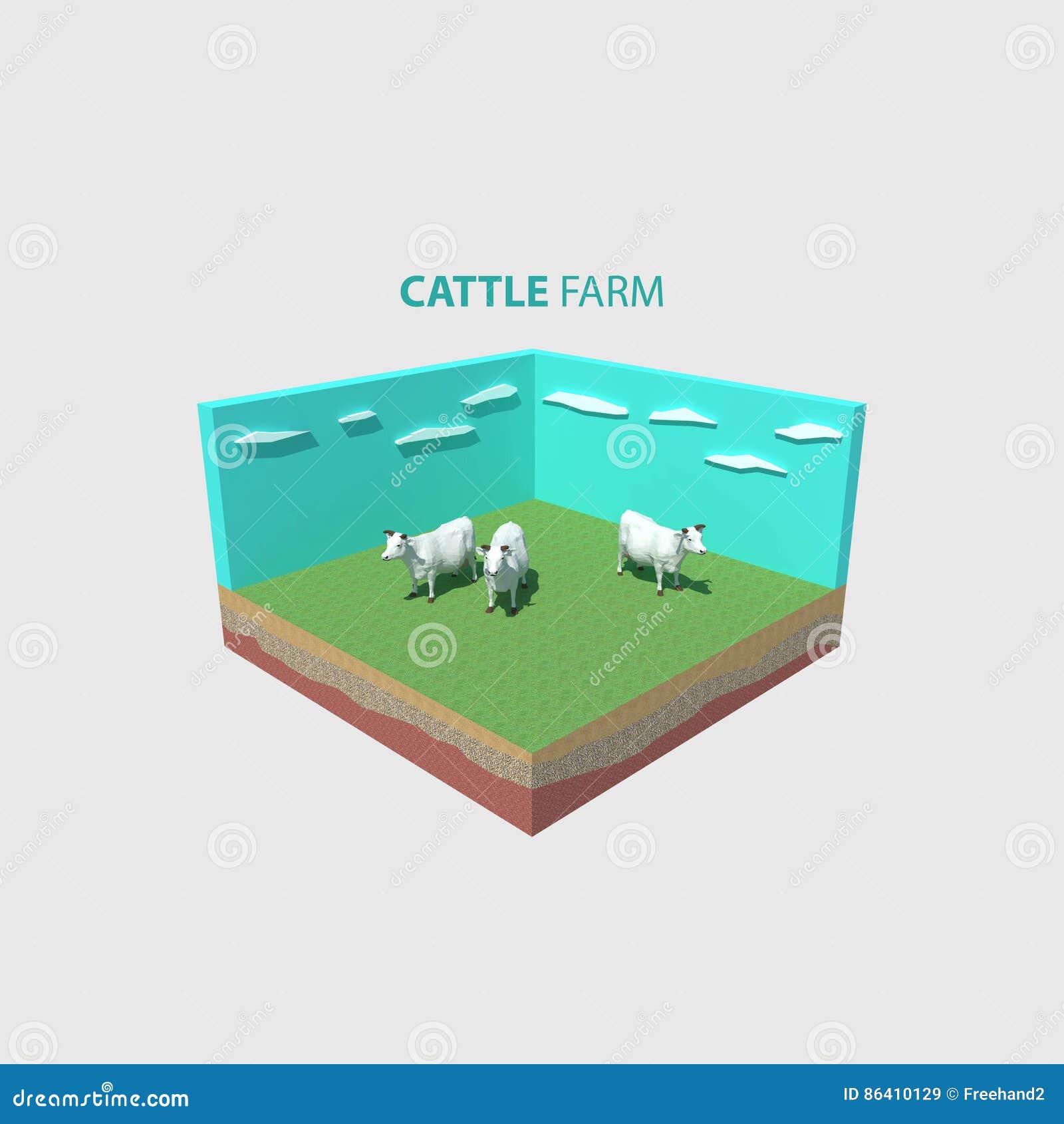 Cow farm isometric design stock illustration. Illustration of grazing ...